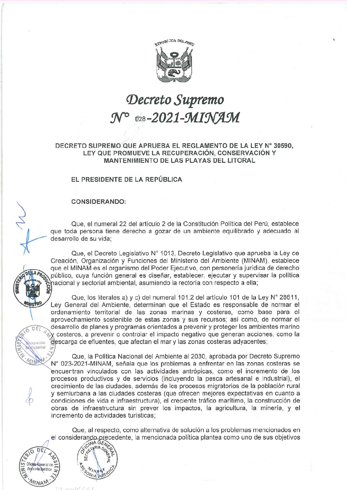 Decreto Supremo N° 025-2021-MINAM - Reglamento de la Ley N° 30590, Ley que promueve la ...